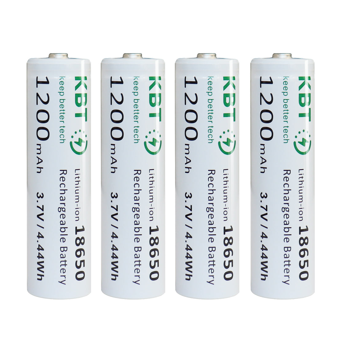 KBT 3.7V 1200mAh 18650 Rechargeable Battery, Button Top - 4pack – KBT ...