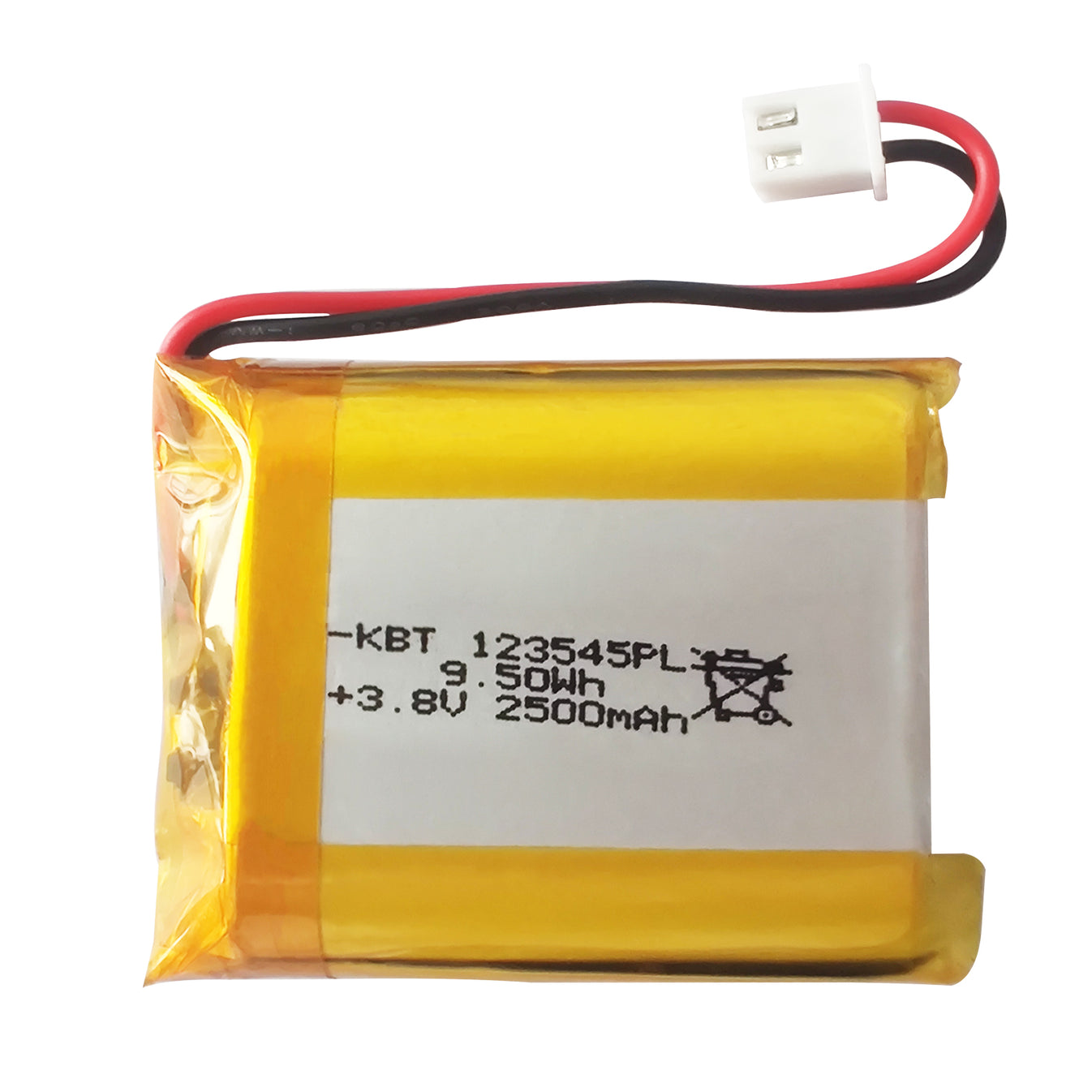 KBT 123545PL 3.8V 2500mAh Li-Polymer Rechargeable Battery with 2Pin 2 ...