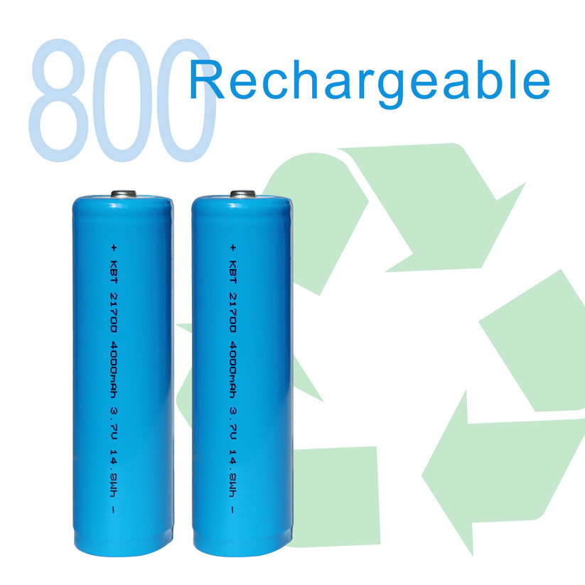 KBT Protected 21700 Rechargeable Battery, 3.7V 4000mAh, Button Top, wi ...